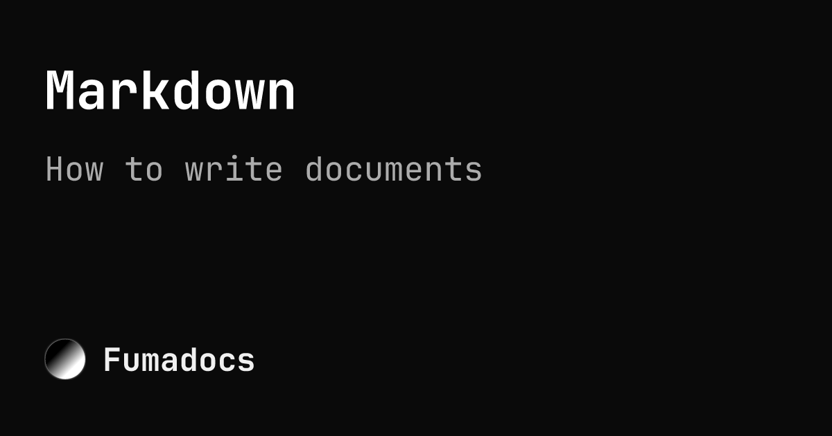 Markdown | Fumadocs